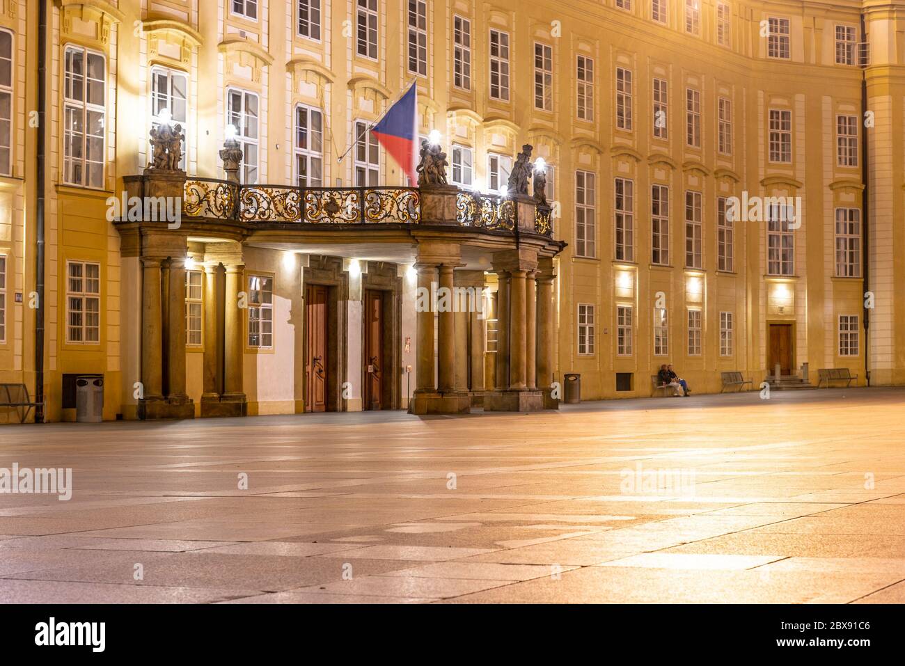 Entrance door with balcony to the Archives of Prague Castle on Third ...