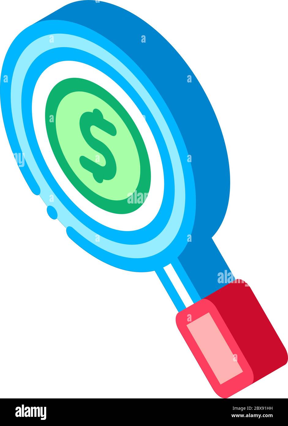 Magnifier Money isometric icon vector illustration Stock Vector Image ...