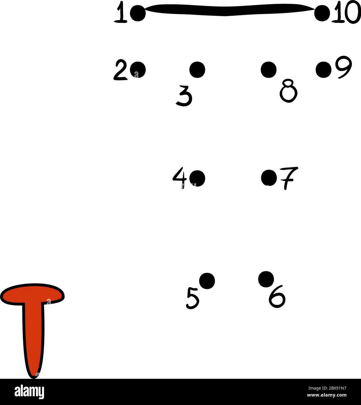 Numbers game for children, education dot to dot game, Letter T Stock ...