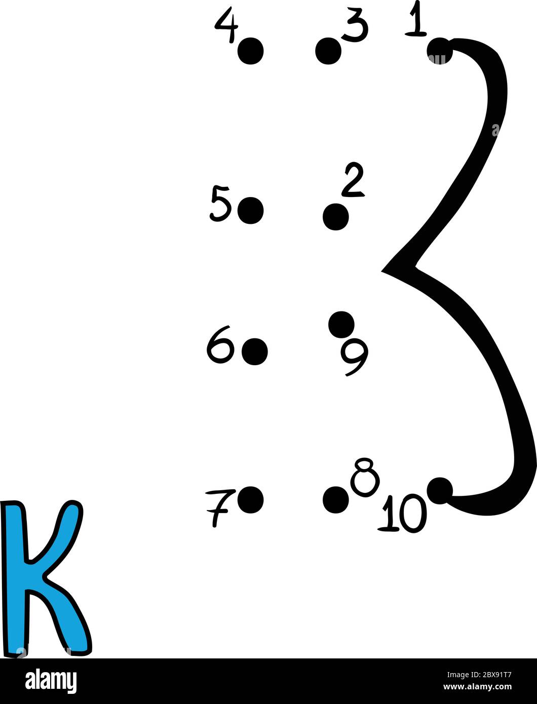 Numbers game for children, education dot to dot game Letter K Stock ...
