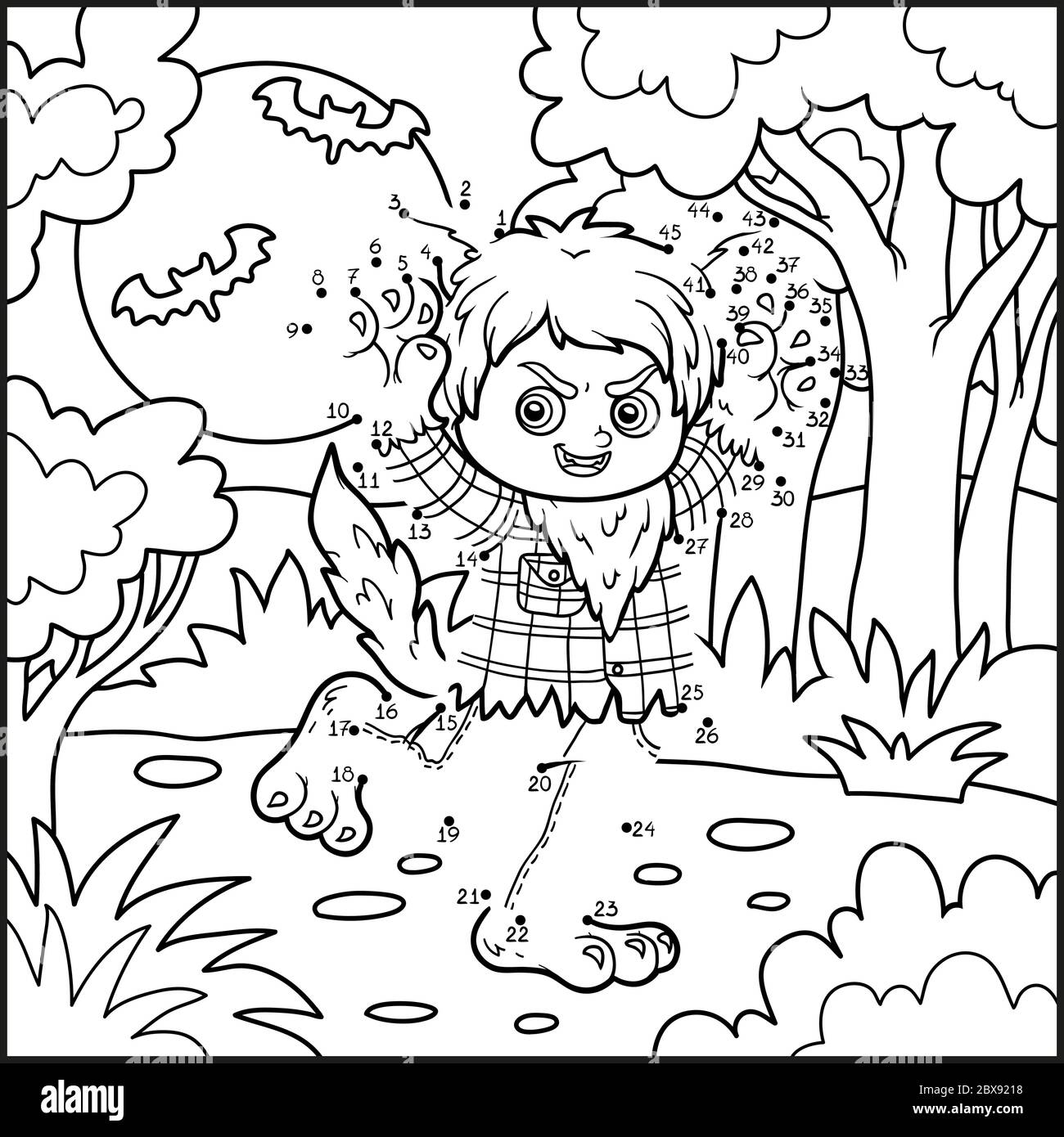 Numbers game, education dot to dot game for children, Werewolf Stock ...