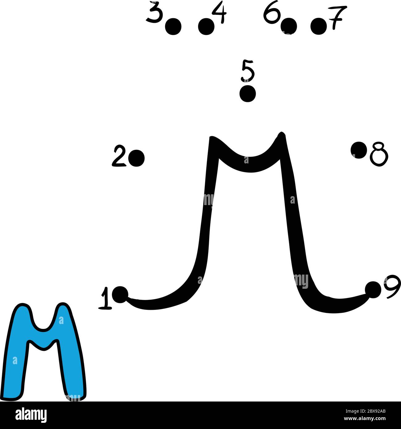 Numbers game for children, education dot to dot game Letter M Stock ...