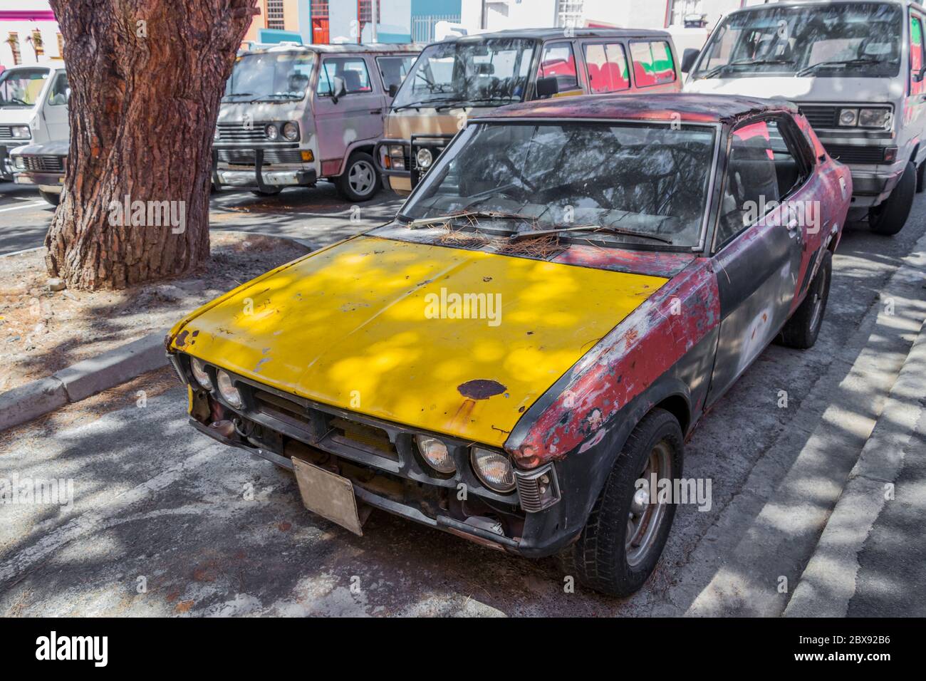 Old dirty rusted car, Bo-Kaap district, Cape Town, South Africa Stock ...