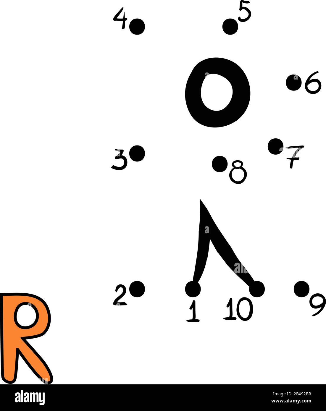 Numbers game for children, education dot to dot game, Letter R Stock ...