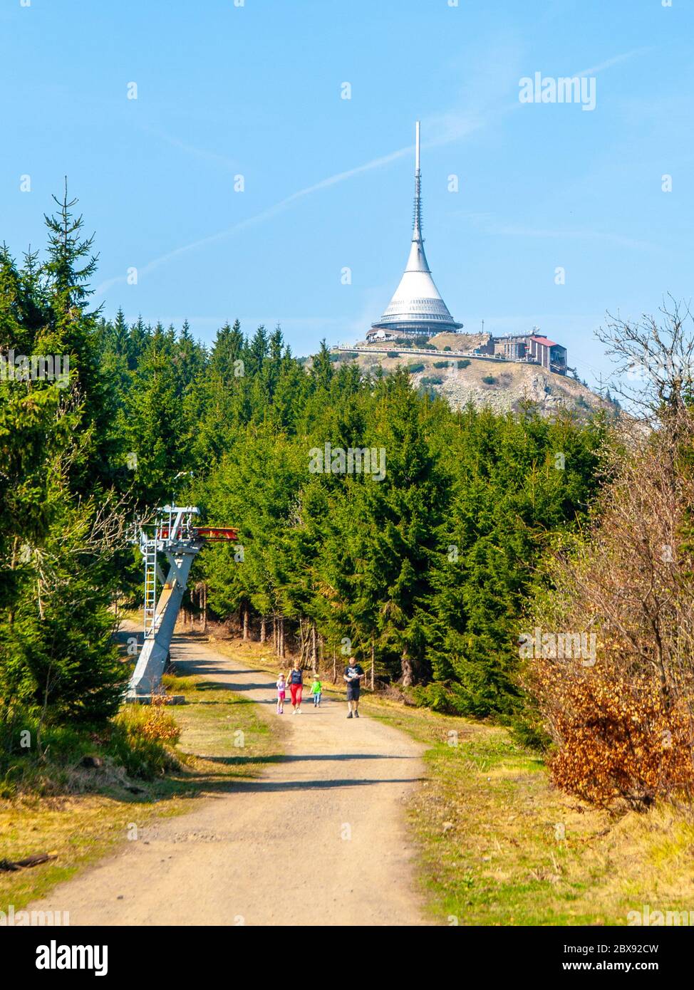 Jested - unique architectural building. Hotel and TV transmitter on the ...