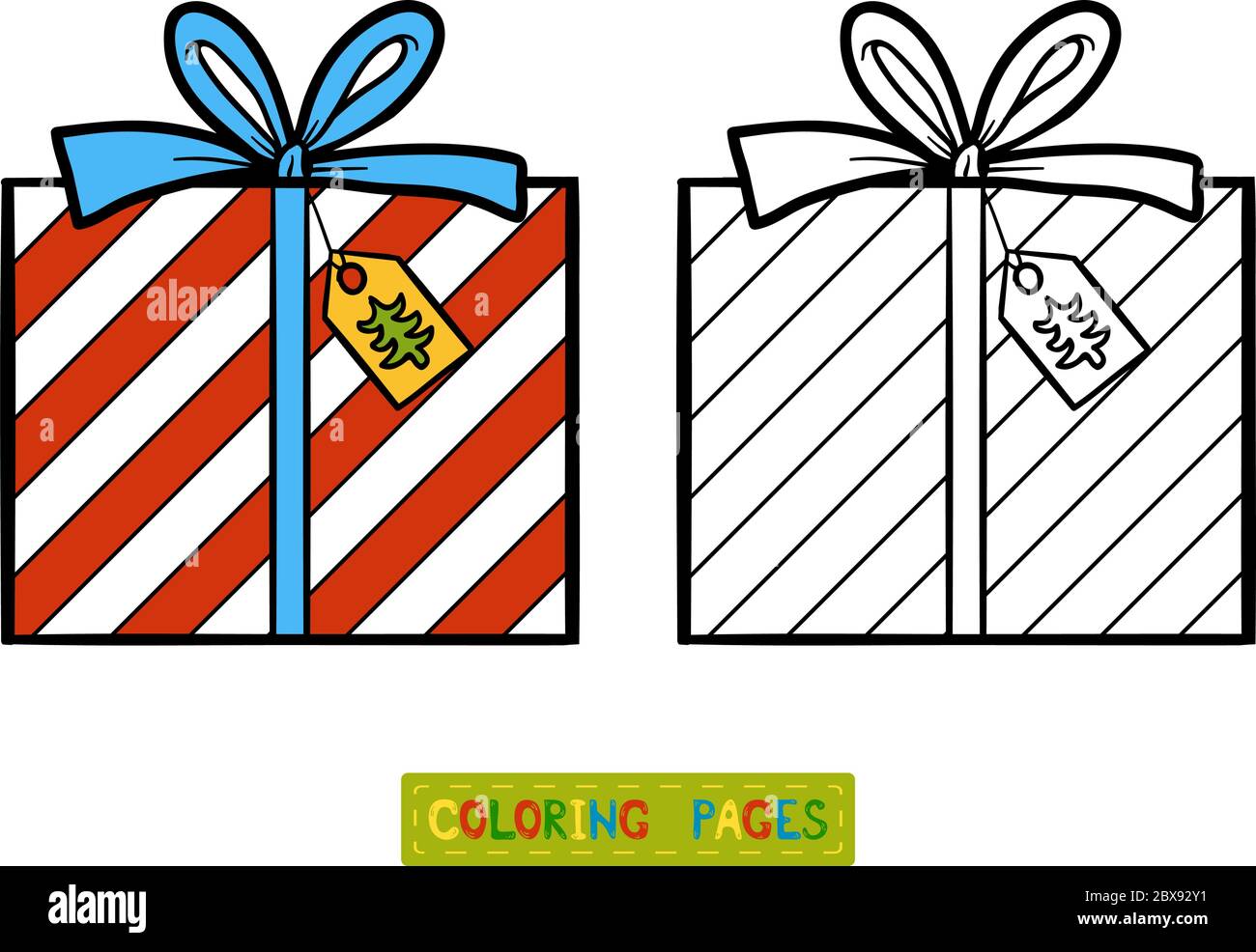 Printable gift box coloring page Cut Out Stock Images & Pictures - Alamy
