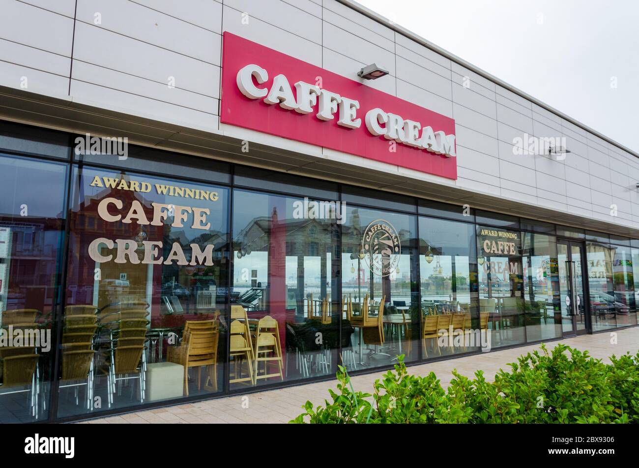 New Brighton, UK: Jun 3, 2020: A Caffe Cream ice cream parlour and ...