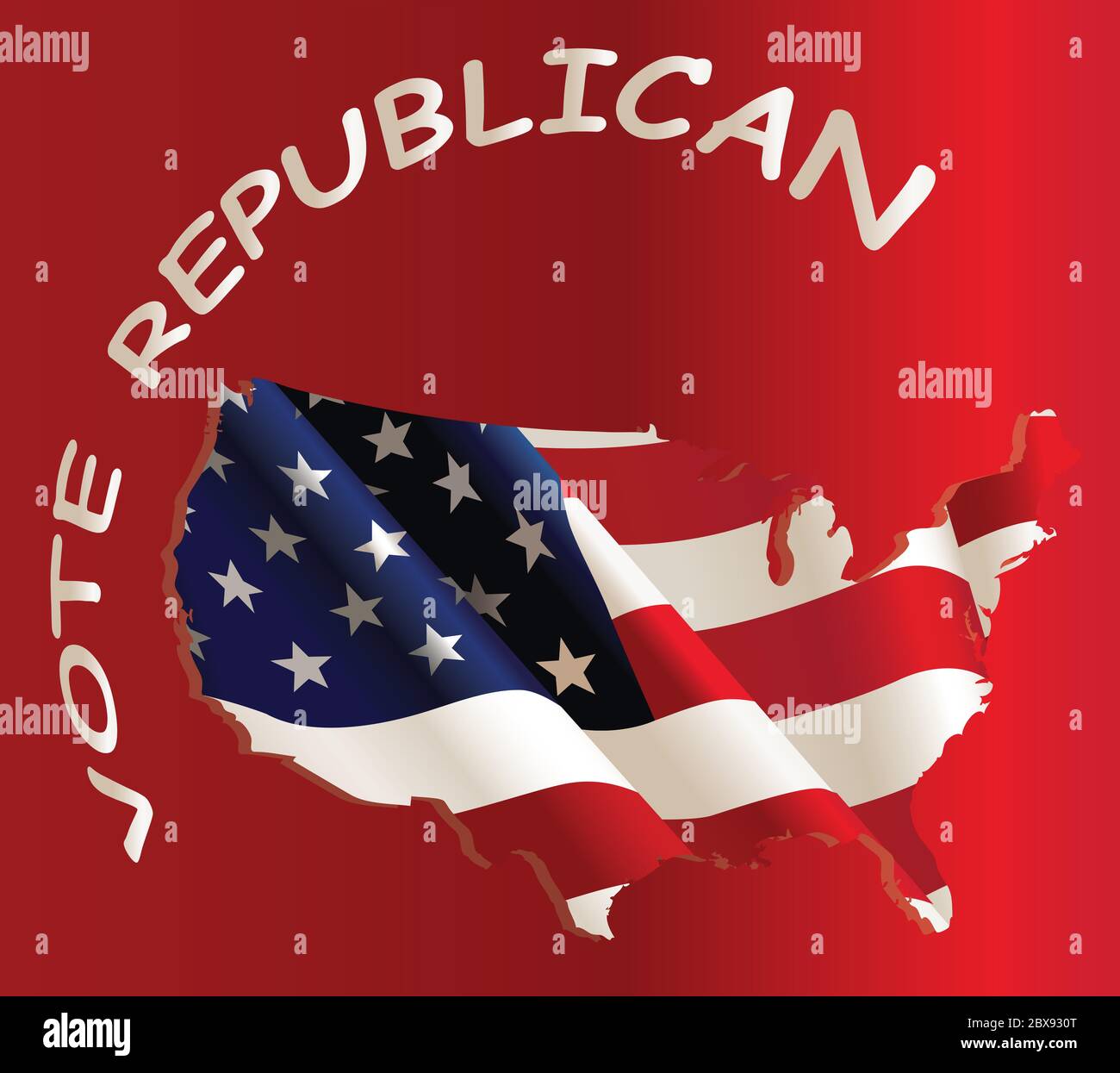 Vote Republican Party message over flag map of the United States of ...