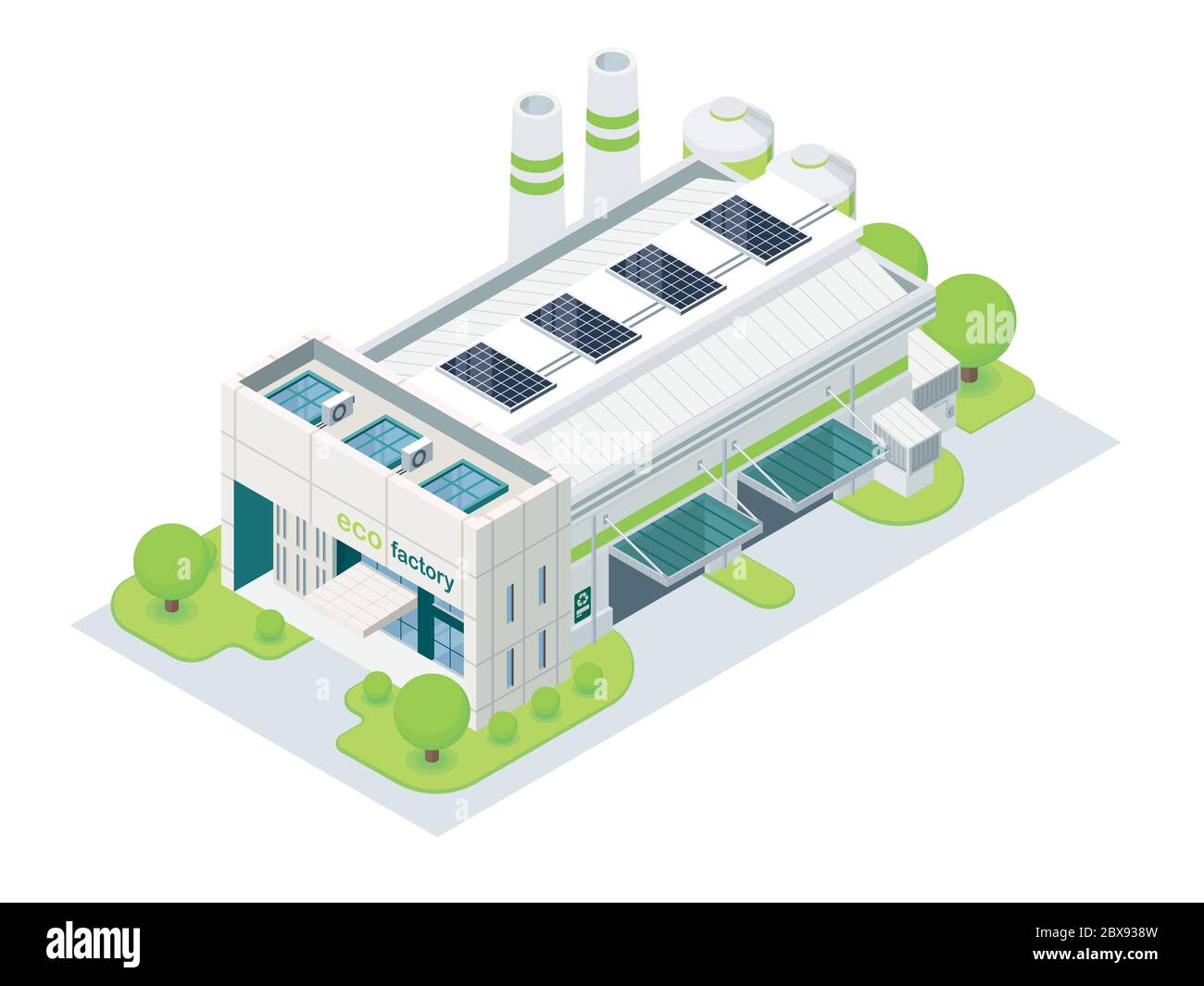 Energy Saving Factory Green Looking Isometric Isolated Stock Vector Image And Art Alamy