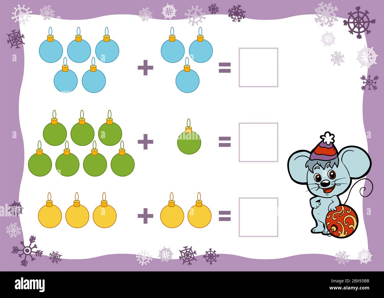 Counting Game for Preschool Children. Addition worksheets. Christmas ...