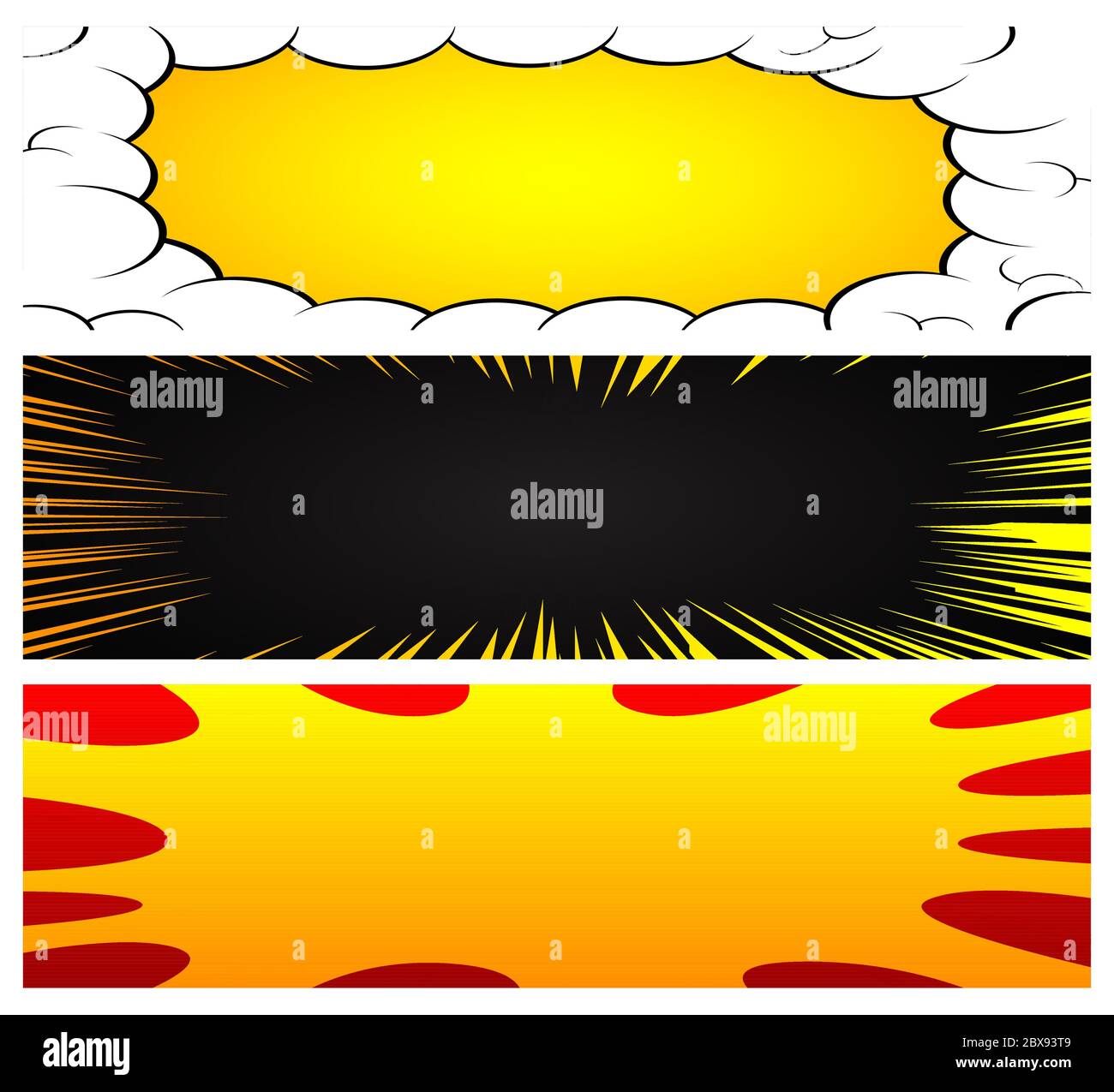 Vector background set in comic book style. Retro pop art design. Long ...