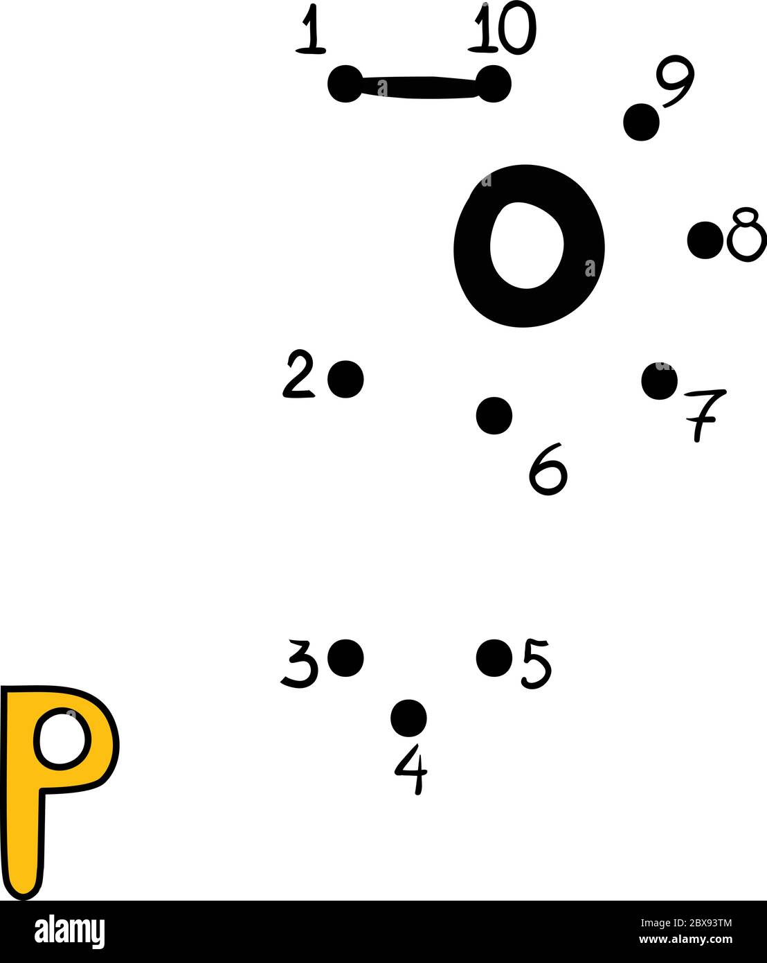 Numbers game for children, education dot to dot game, Letter P Stock ...
