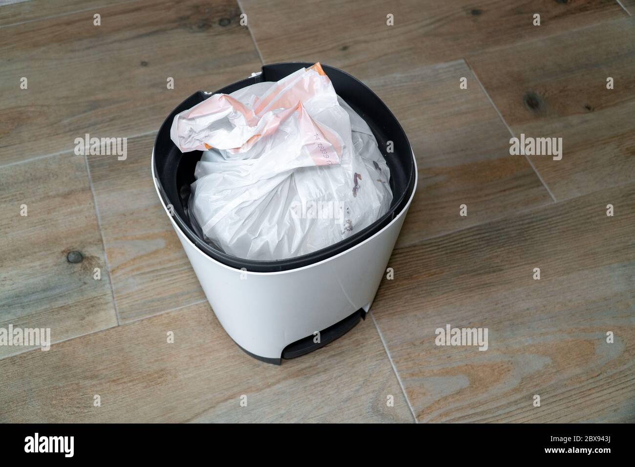 Top view of a bin with a plastic bag Stock Photo - Alamy