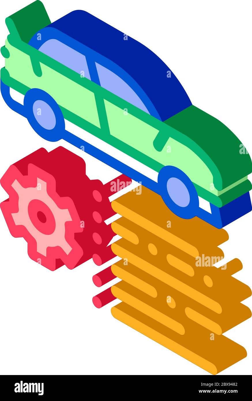 Car Feature Gear isometric icon vector illustration Stock Vector Image ...