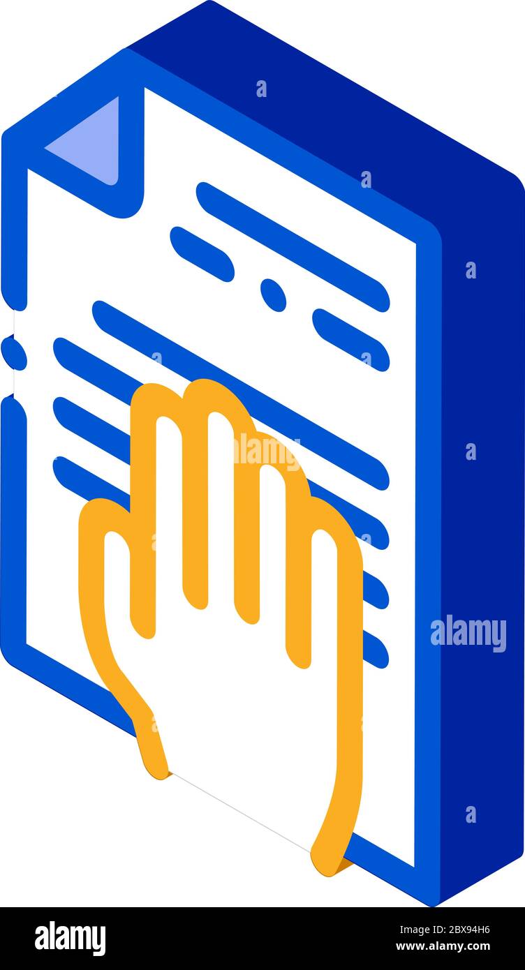 Hand On Document isometric icon vector illustration Stock Vector Image ...