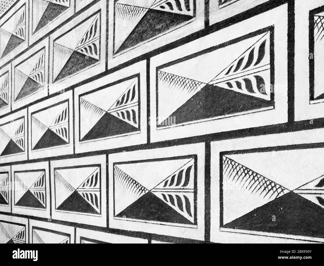Black and white renaissance letter sgraffito pattern of the facade ...