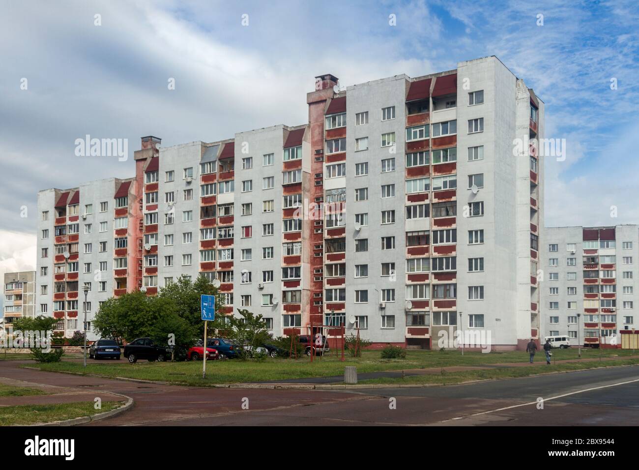 Apartment building based on a post-soviet architecture style in a ...