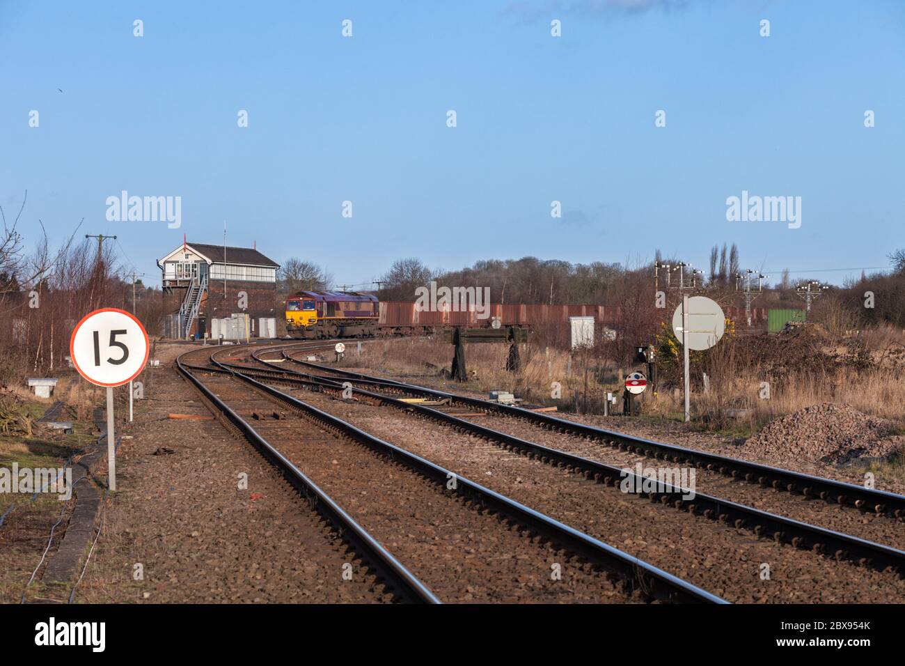 DB Cargo rail class 66 locomotive 66104 passing Wrawby Junction ...