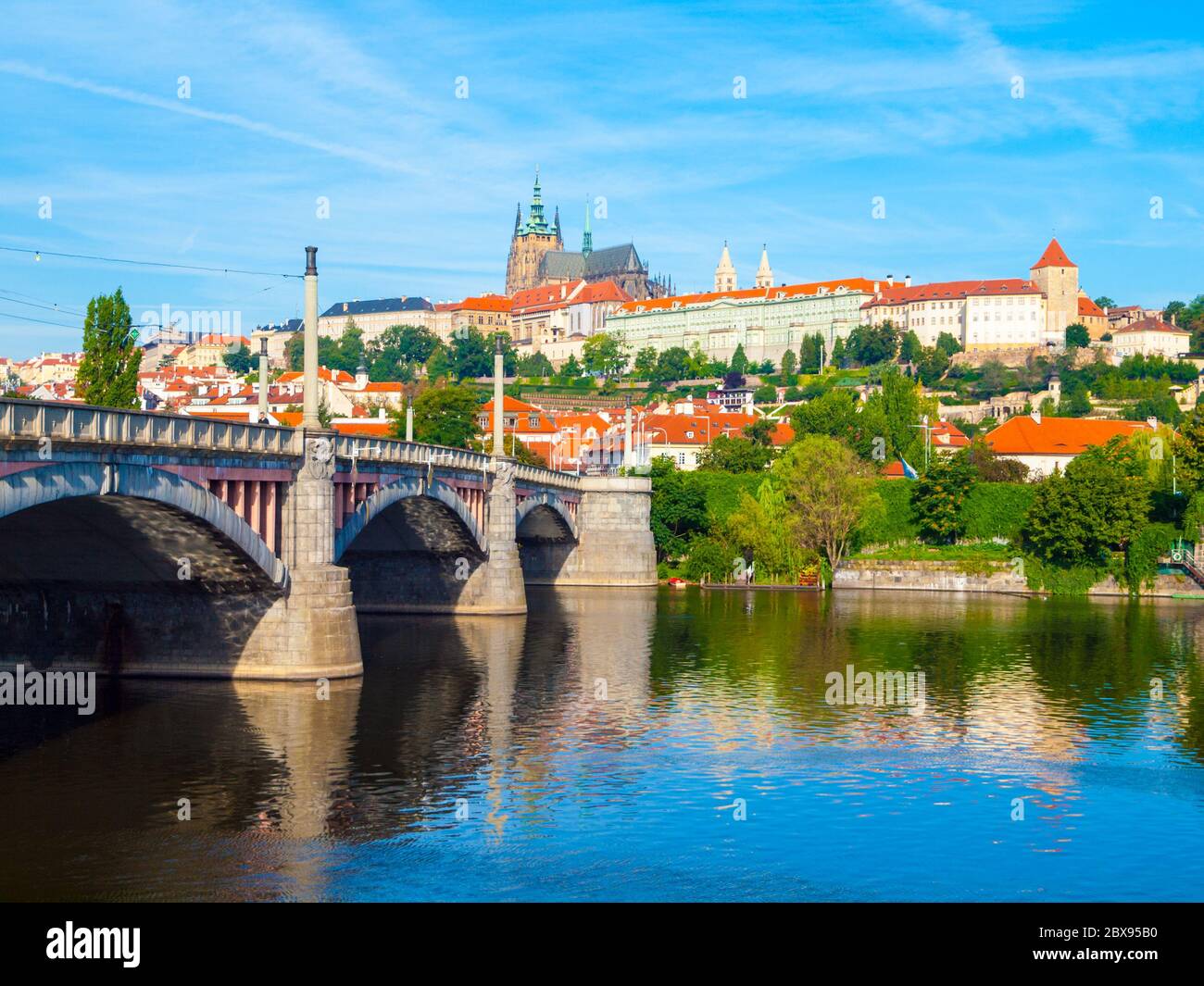 Prague Castle. View from Manes Bridge in Prague, Czech Republic Stock ...