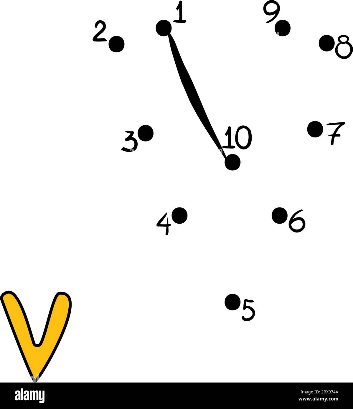 Numbers game for children, education dot to dot game, Letter V Stock ...