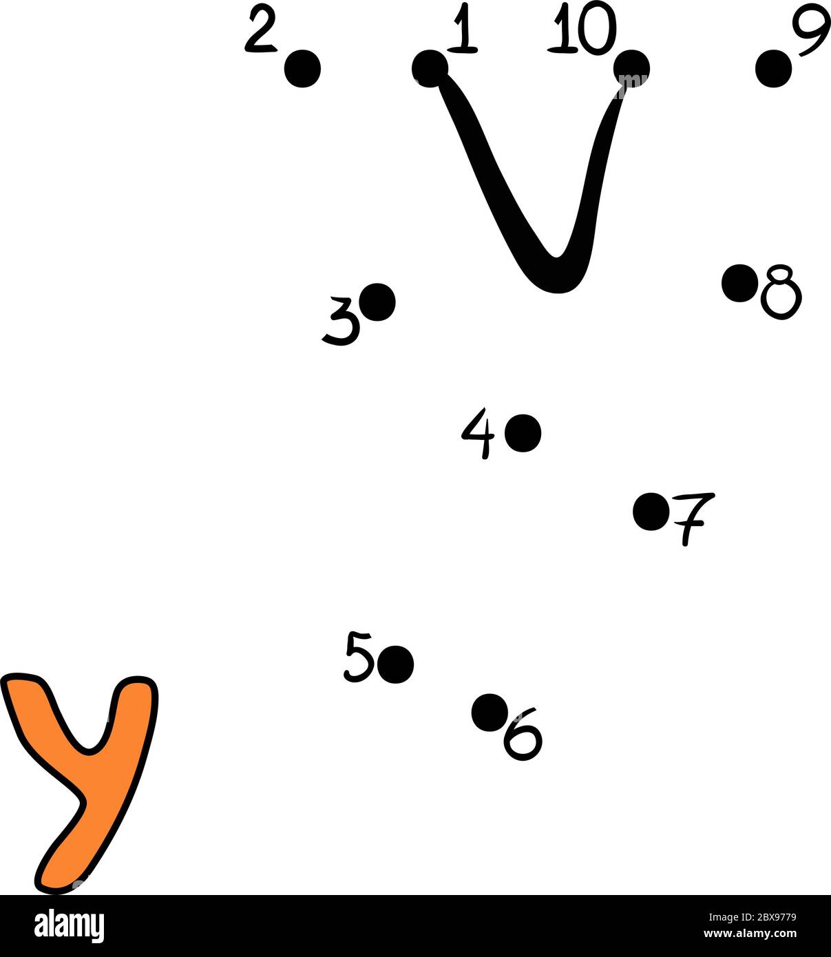 Numbers game for children, education dot to dot game, Letter Y Stock ...