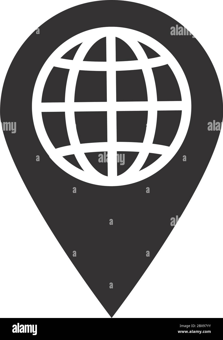 location pin with global sphere icon over white background, silhouette ...