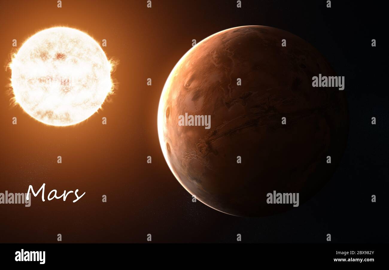 Mars against background of Sun. Solar system Stock Photo - Alamy