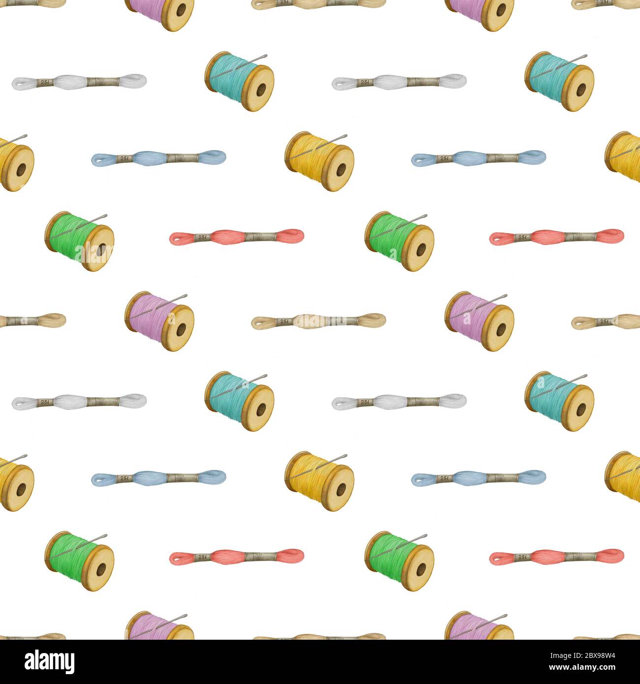 Hand drawn sewing threads, seamless pattern Stock Photo - Alamy