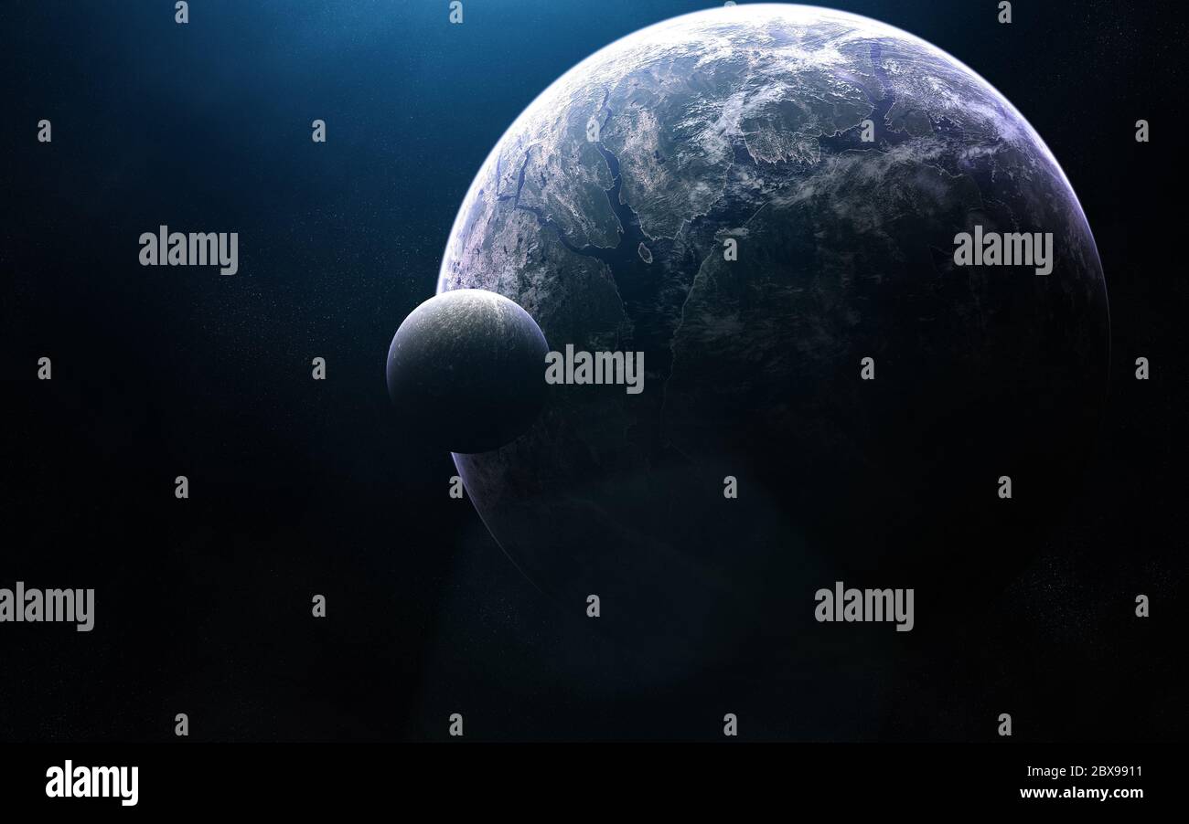 Deep space. Exoplanet in blue light Stock Photo - Alamy