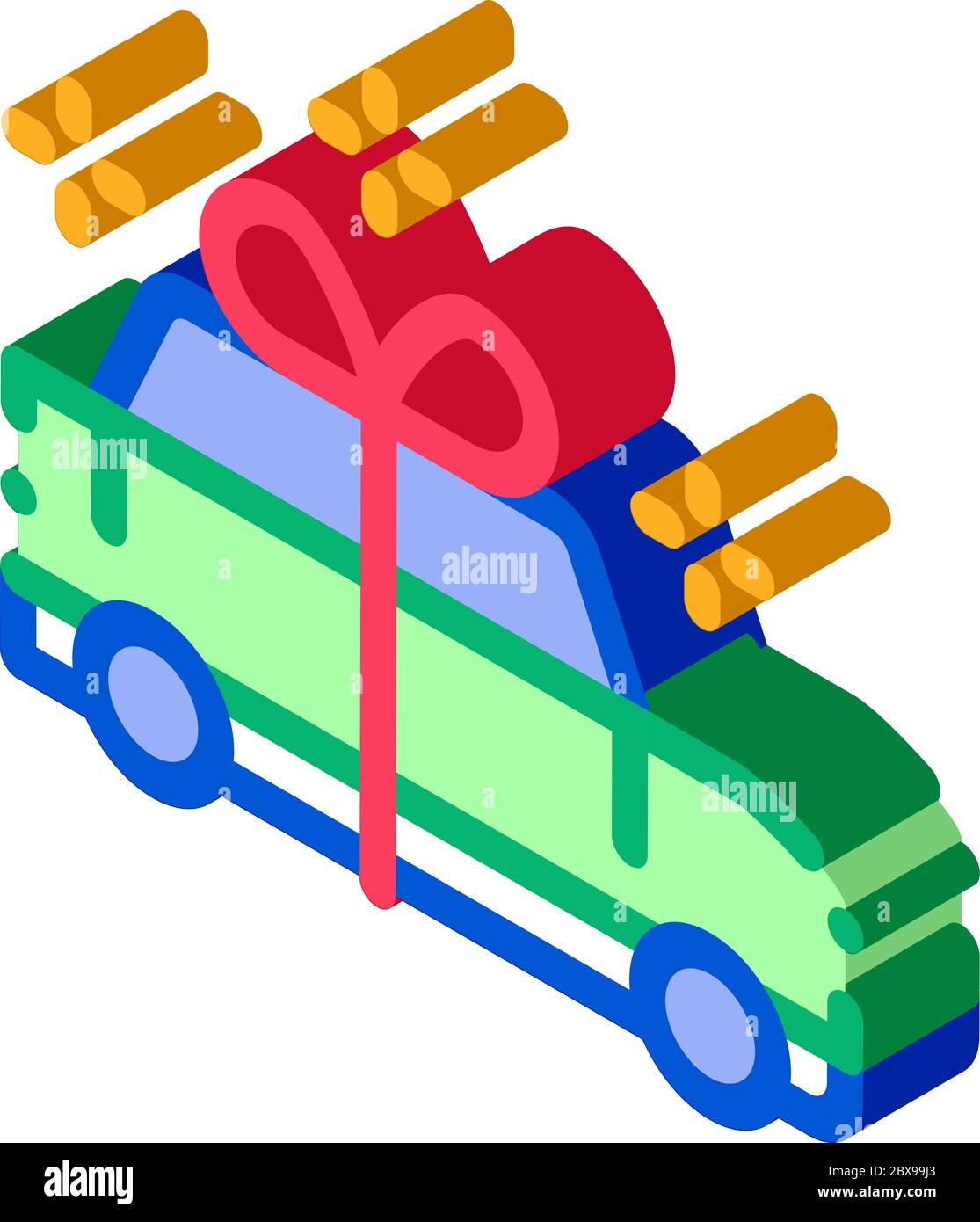 Car Present Gift isometric icon vector illustration Stock Vector Image ...