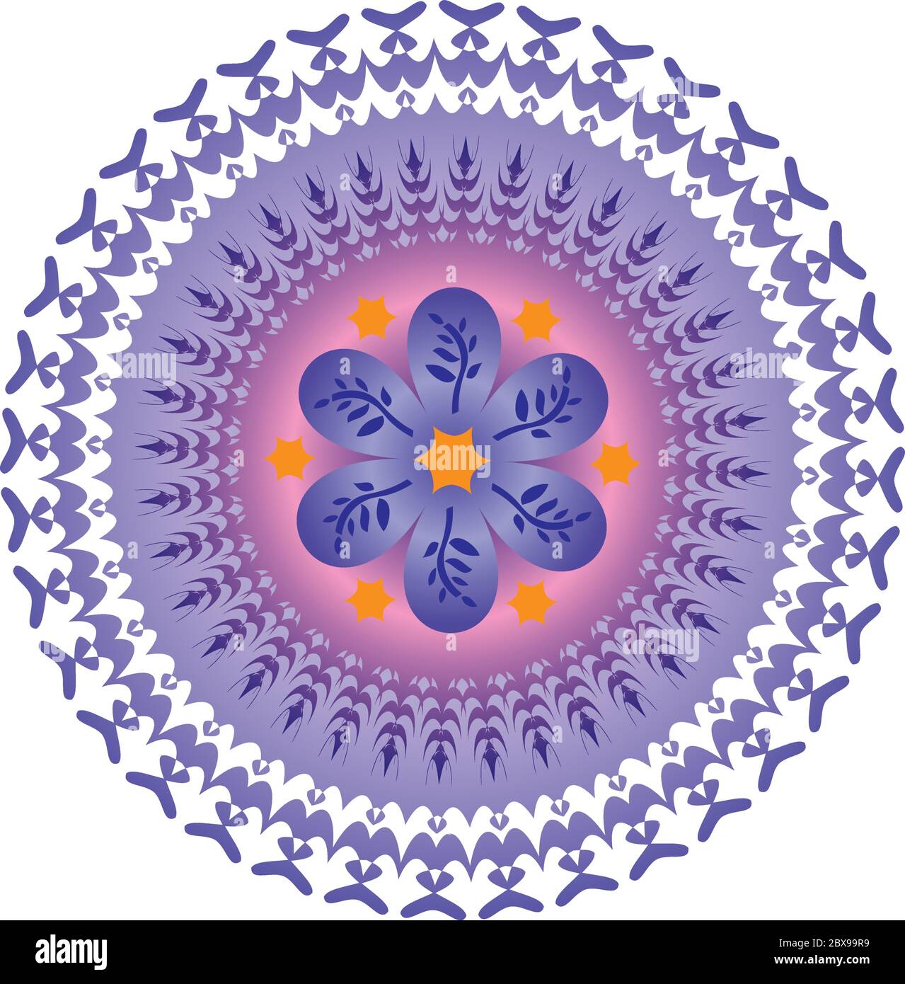 Single Mandala - Flower, Nature, Energy Symbol in Violet Purple Colors ...