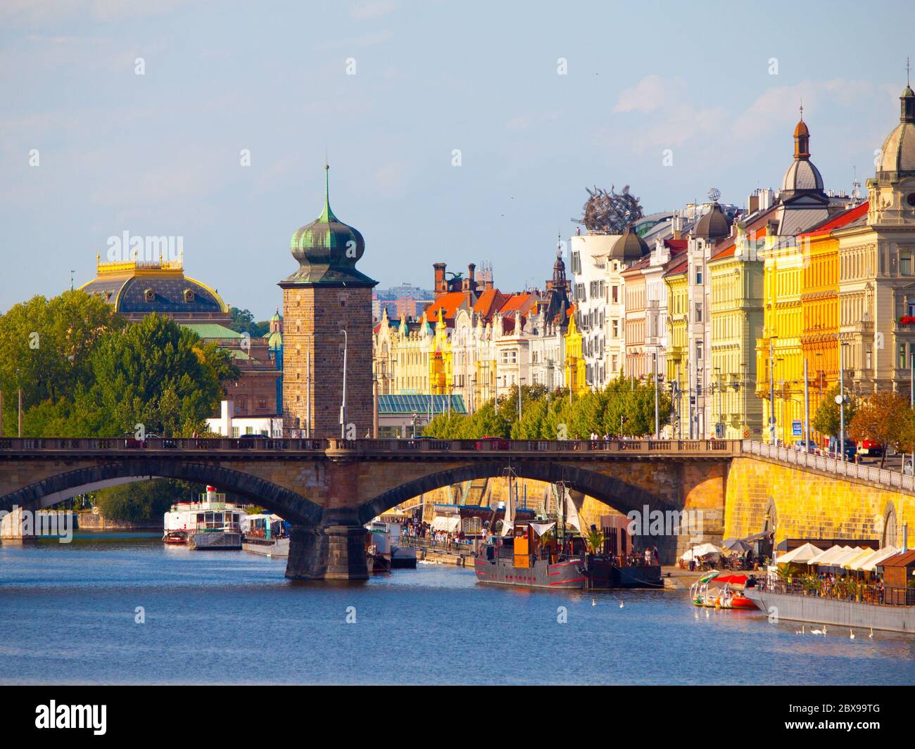 Masaryk Embankment with and Sitkovska water tower Palacky Bridge over ...