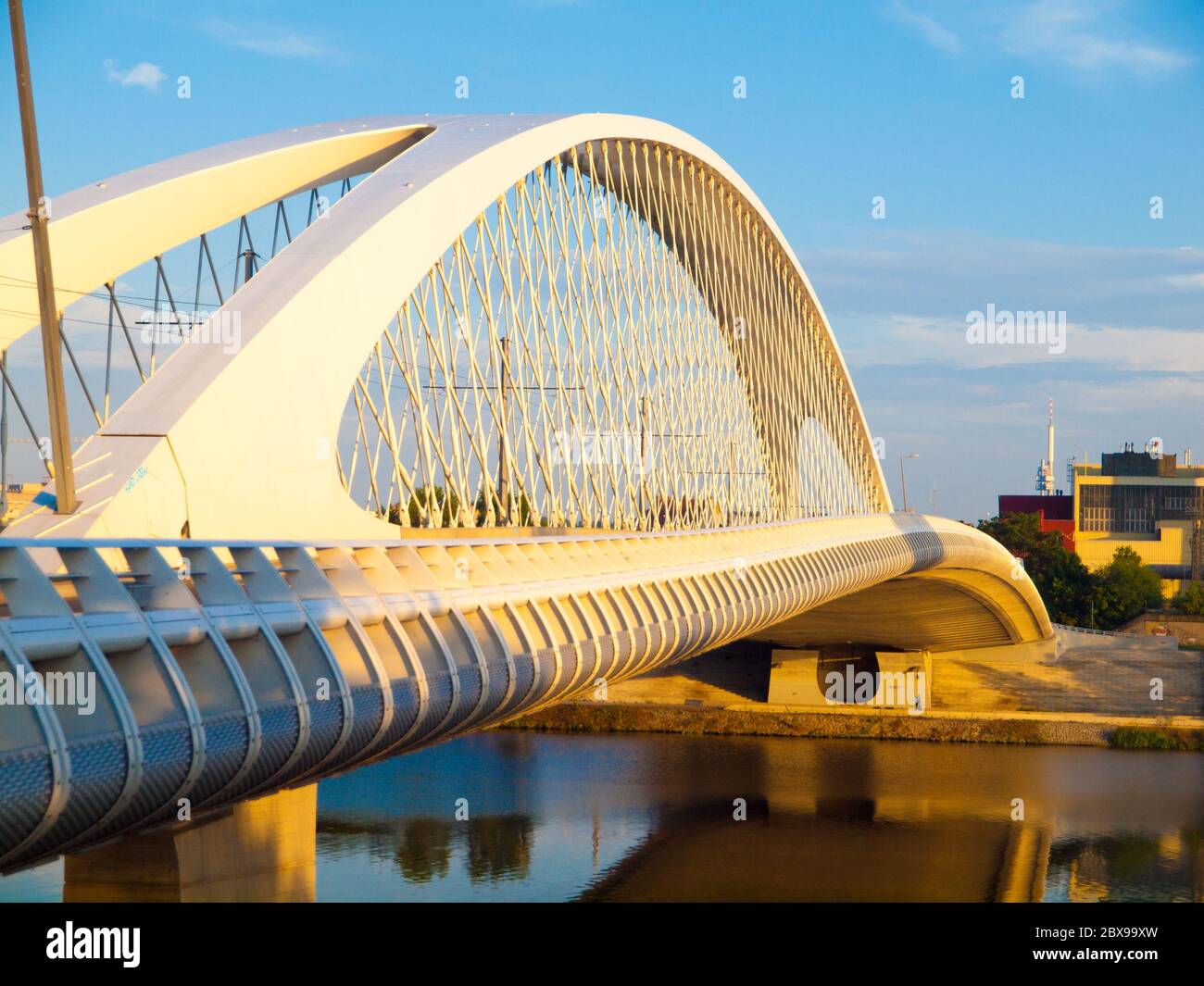 New and modern Troja bridge over Vltava river in Holesovice, Prague ...