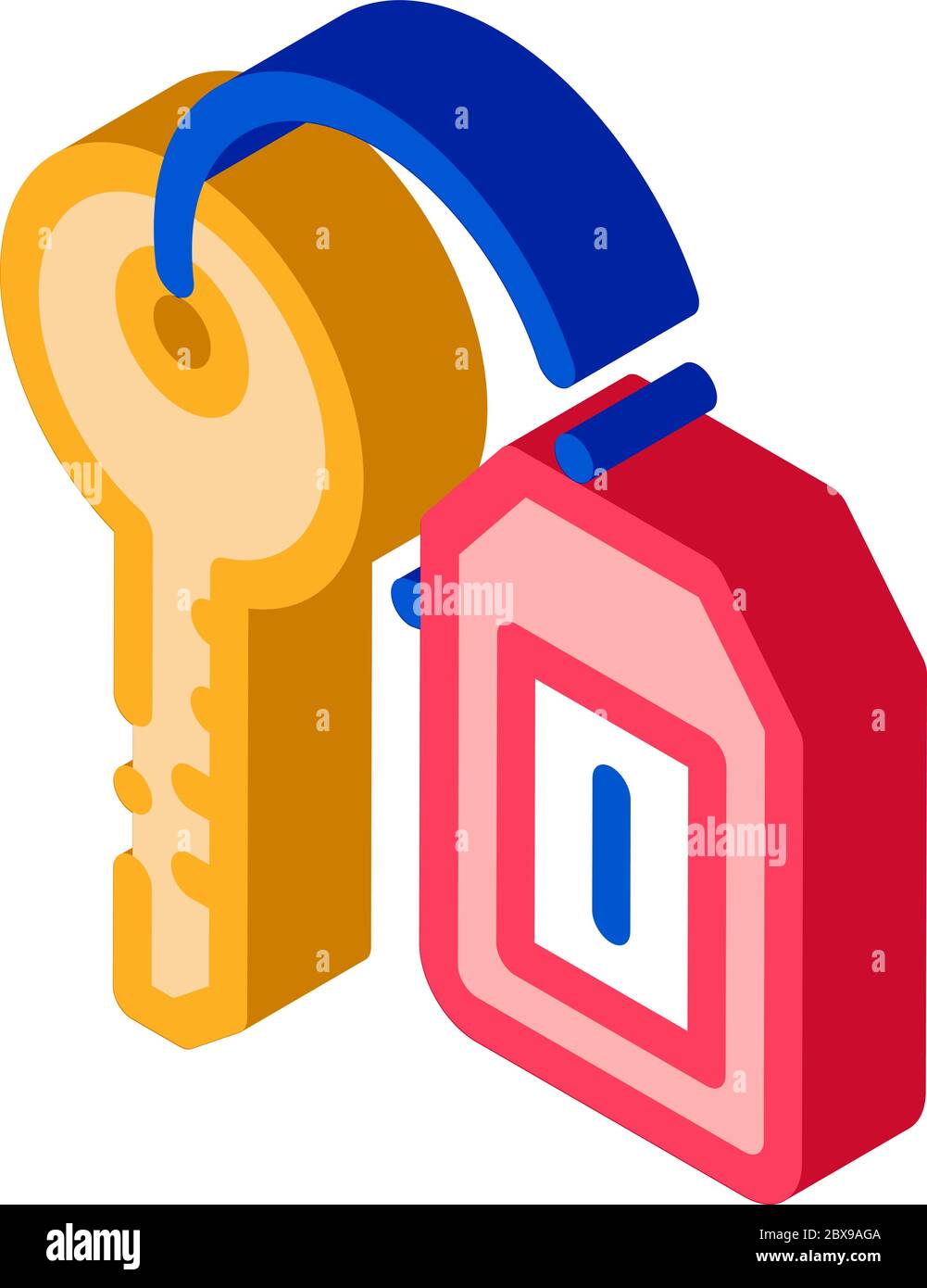 Car Key Label isometric icon vector illustration Stock Vector Image ...