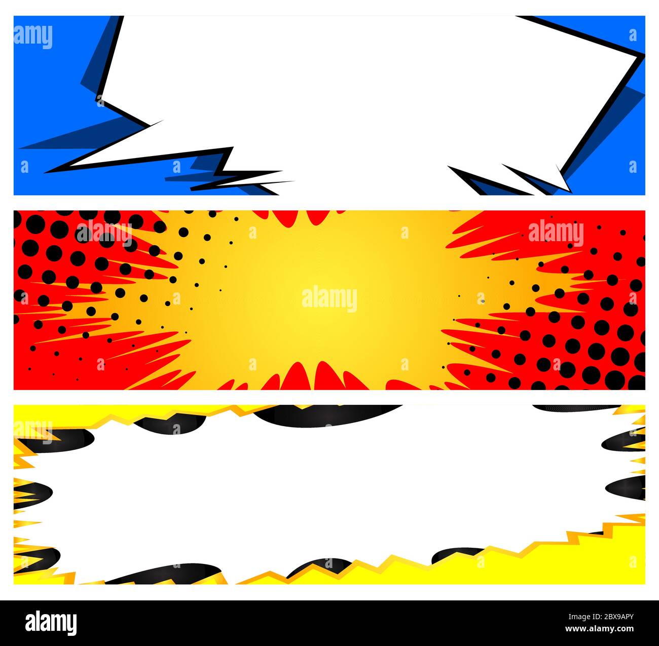 Vector background set in comic book style. Retro pop art design. Long ...