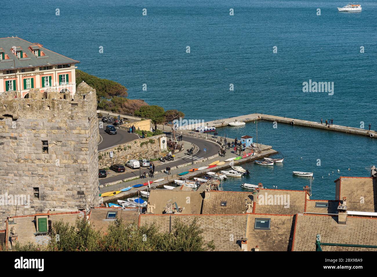 Aerial view of the Port of Portovenere or Porto Venere town, UNESCO ...