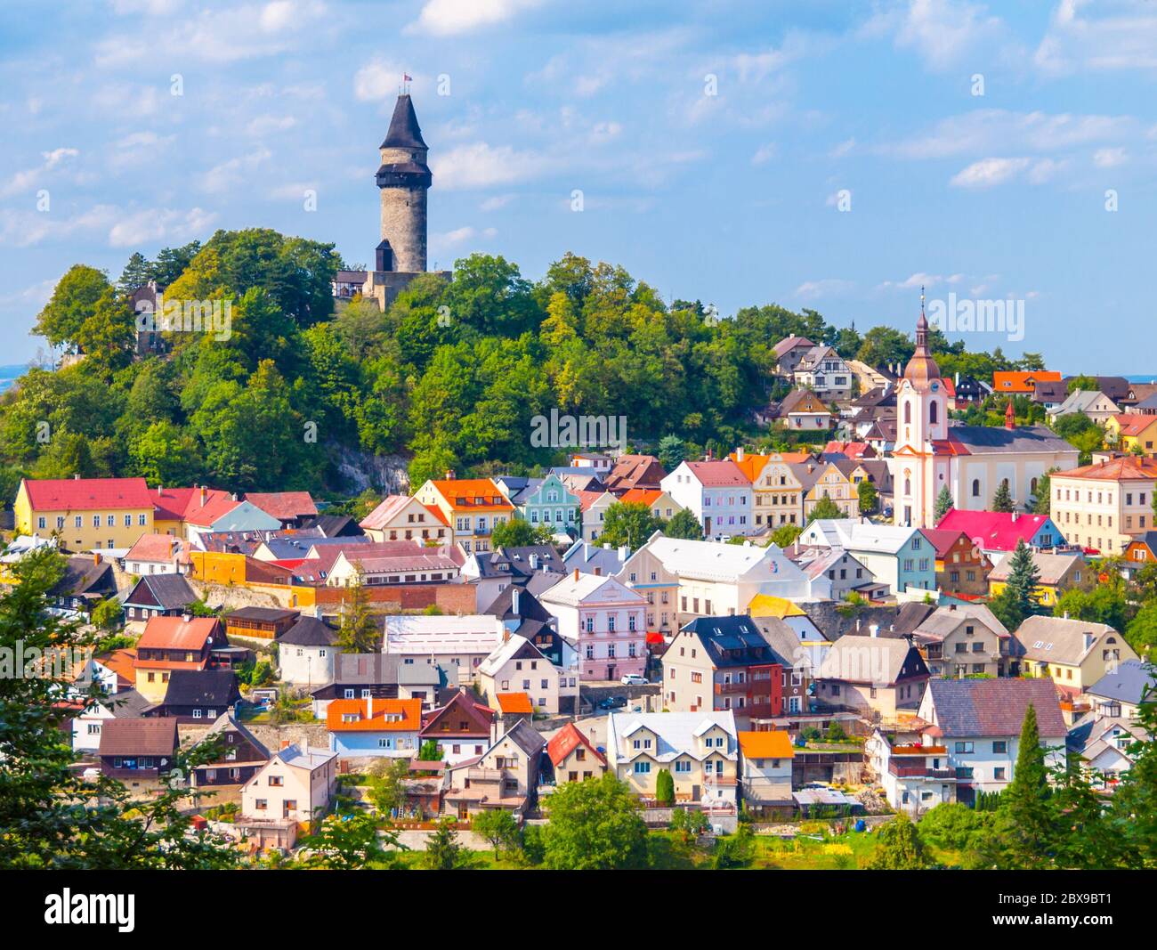 Medieval town of Stramberk with gothic castle and Truba Tower, Moravia ...