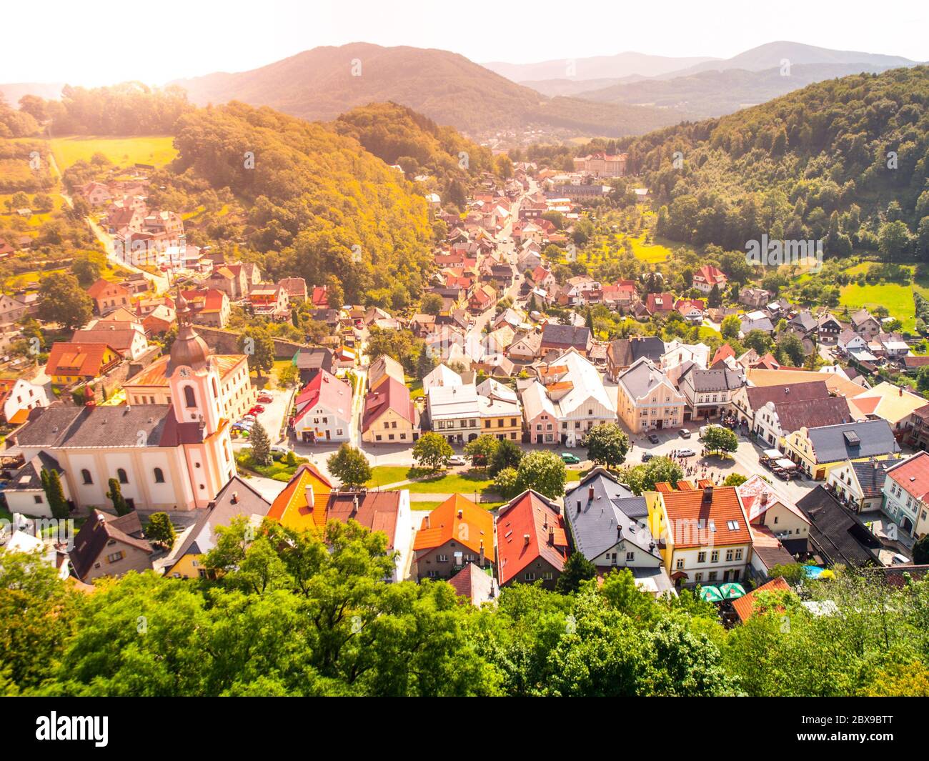 Aerial view of Stramberk, small medieval town in Moravia, Czech ...