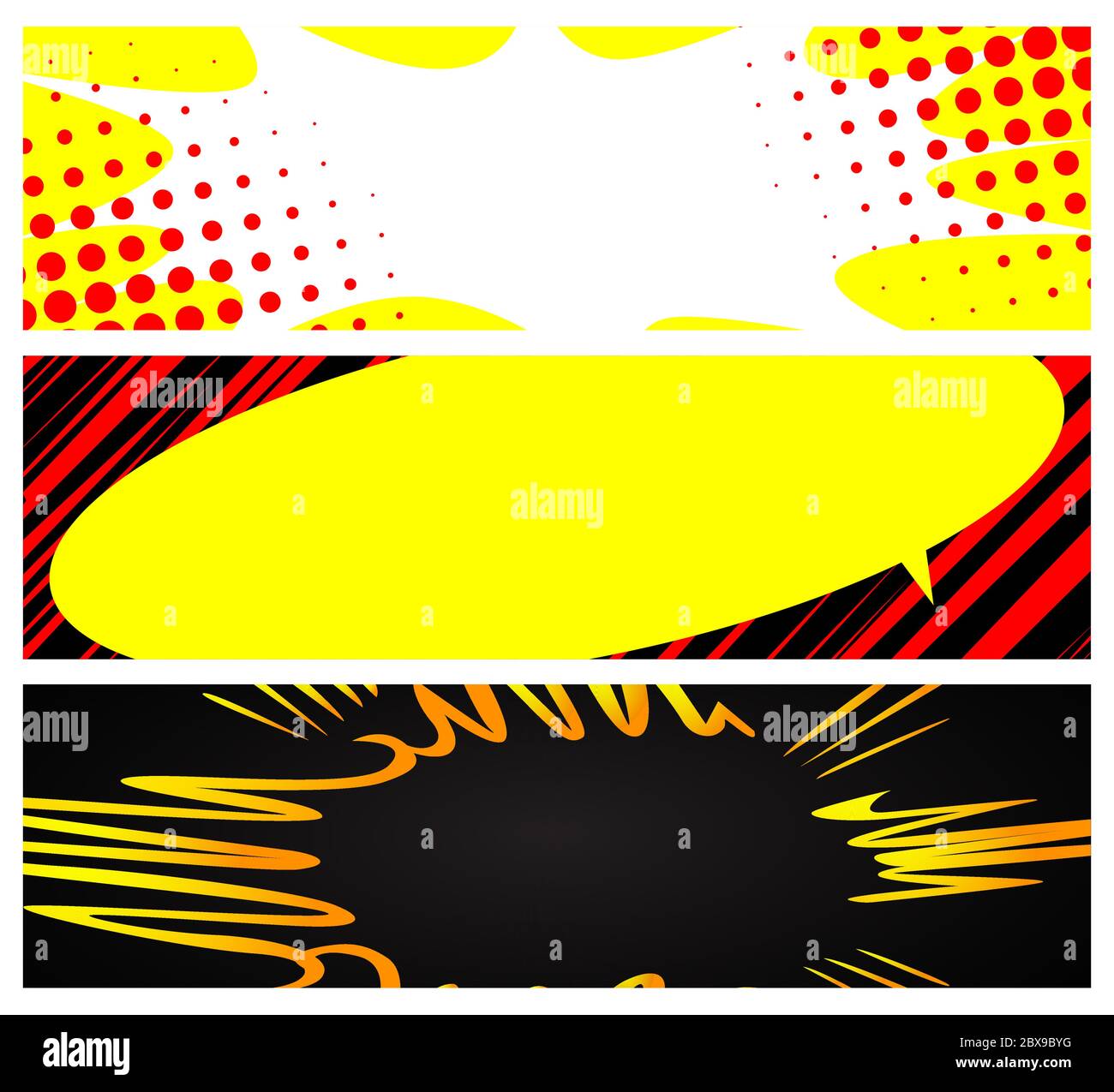 Vector background set in comic book style. Retro pop art design. Long ...