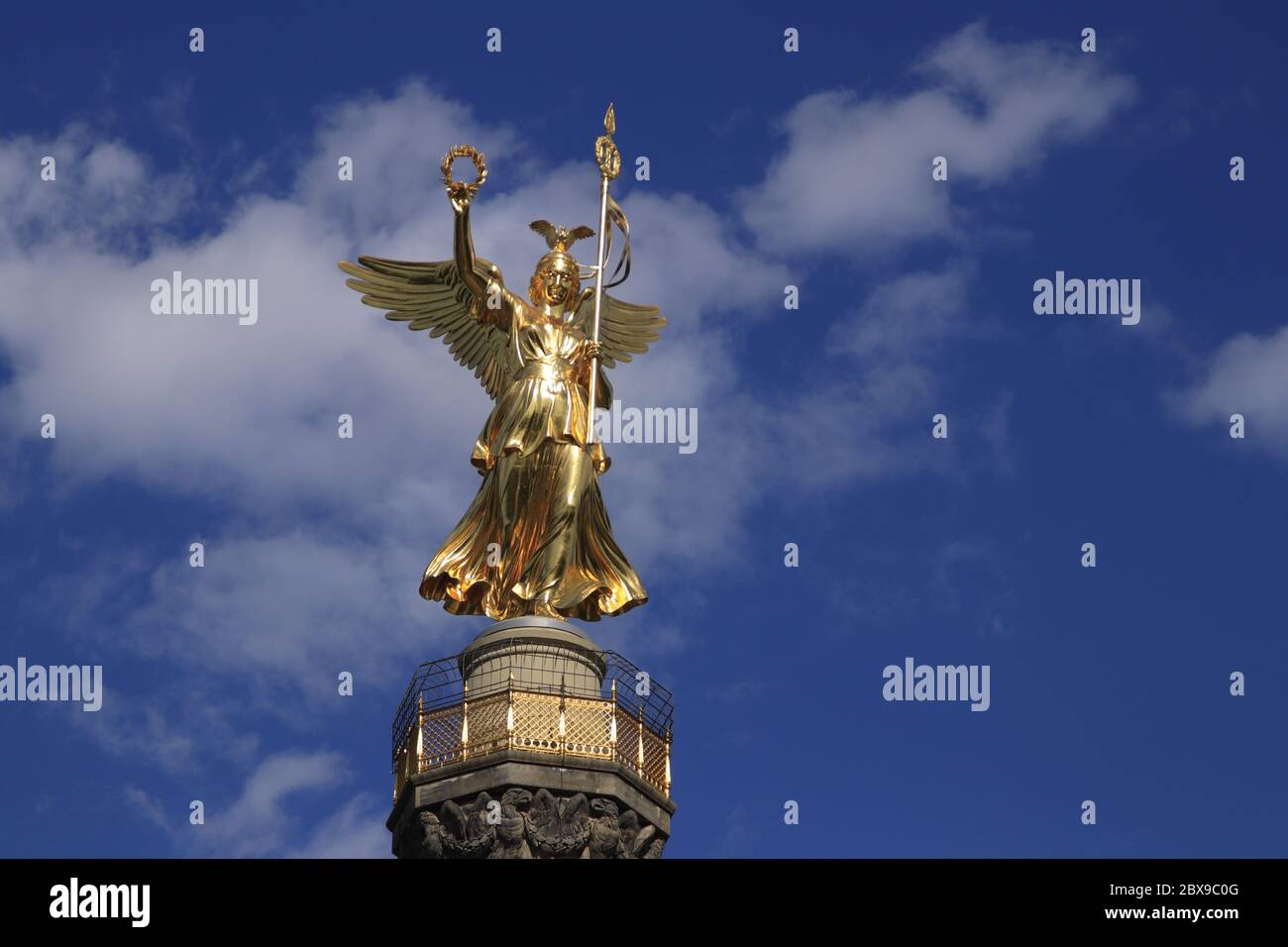 Detail of the golden angel of the Victory Column from Berlin Germany ...