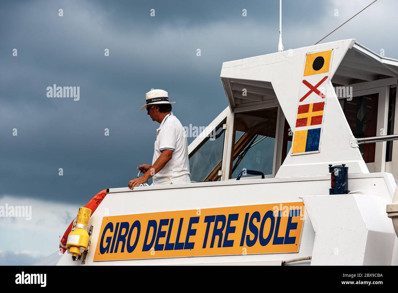 Captain on the Ferry Boat in Portovenere, Liguria, Italy. Tour of the ...