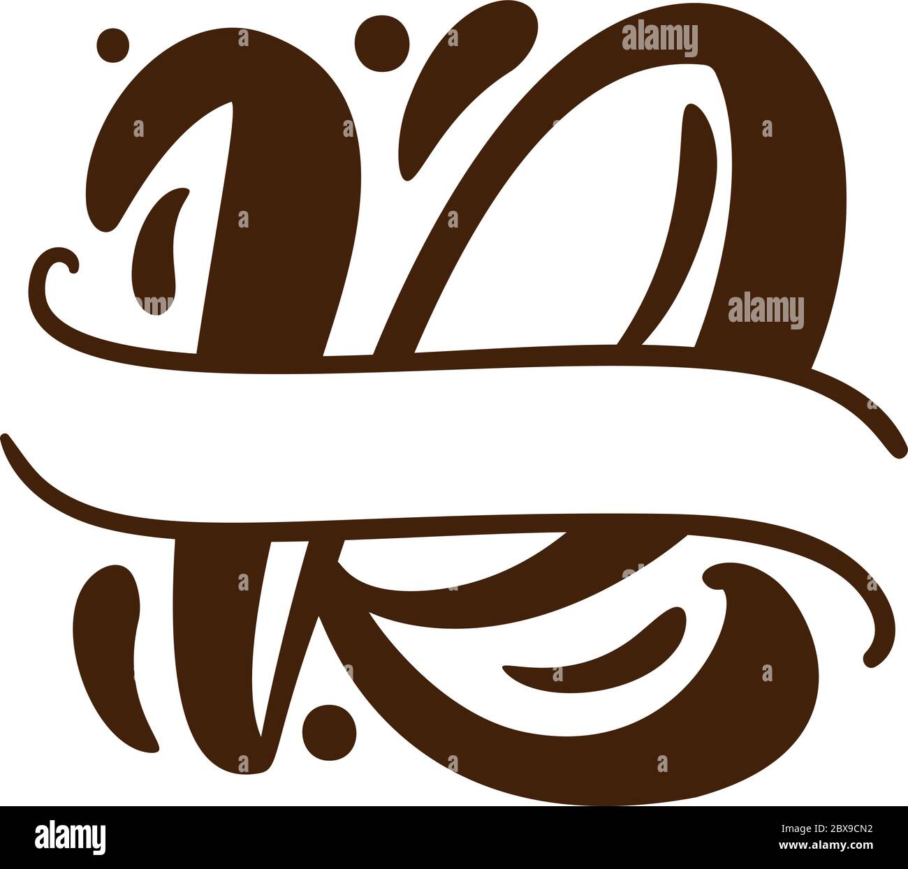 Split letters R name Vector Hand Drawn calligraphic floral monogram or ...