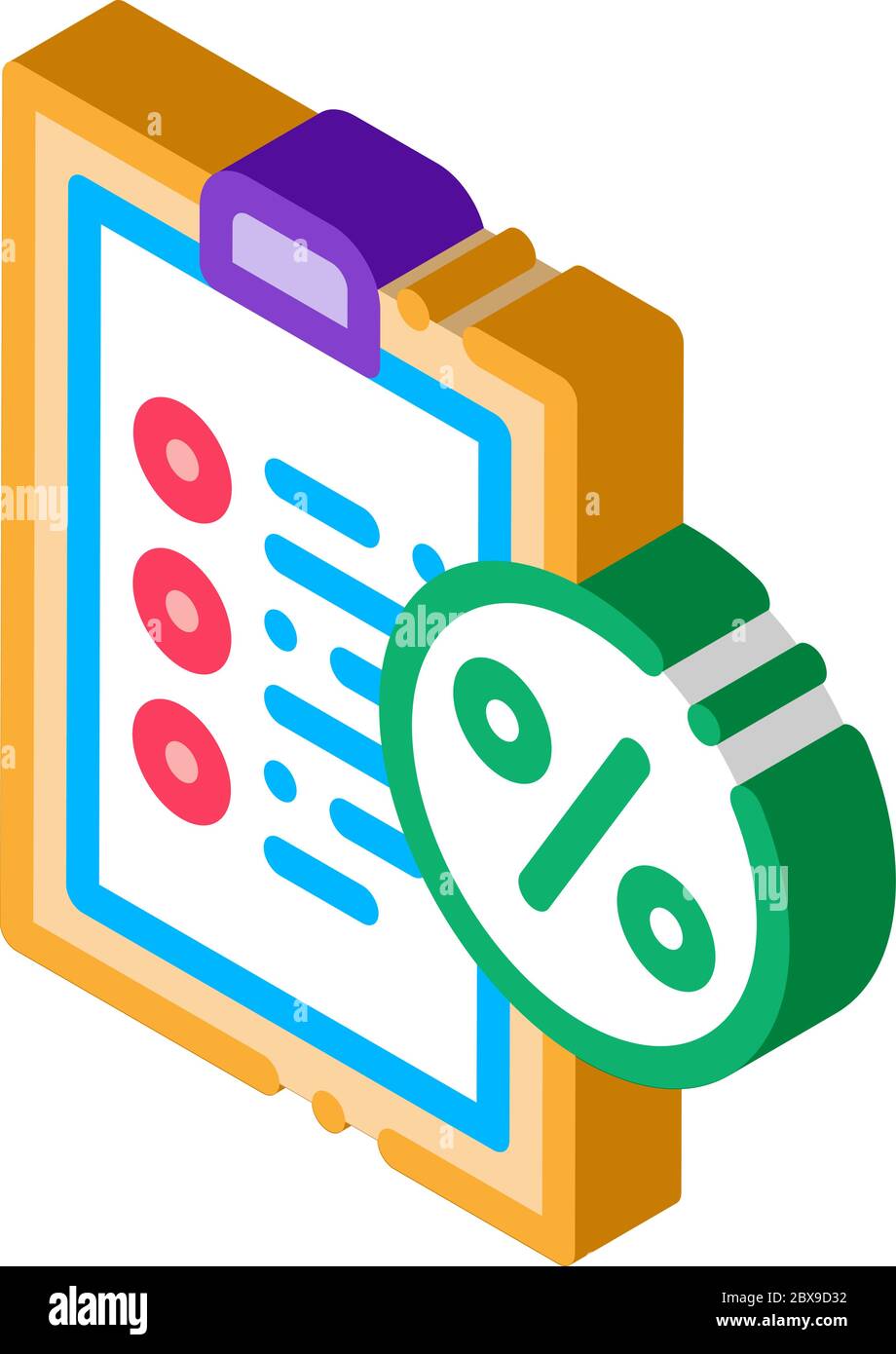 Checklist Percent isometric icon vector illustration Stock Vector Image ...