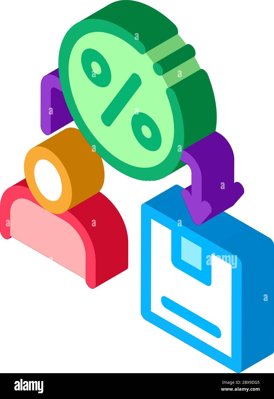 Man Save Percent isometric icon vector illustration Stock Vector Image ...