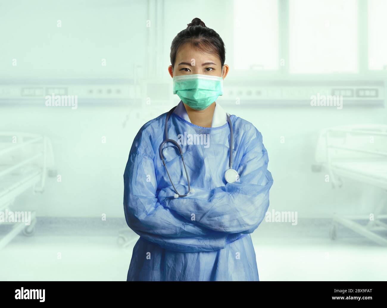 young confident and successful Asian Korean medicine doctor woman in ...