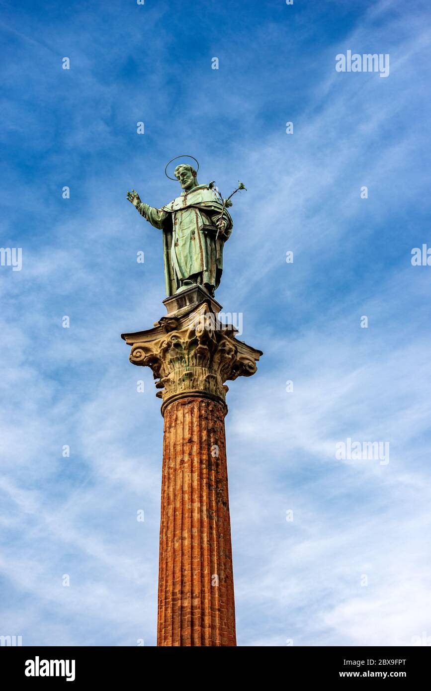 Ancient column with copper statue (1627) of San Domenico (Saint Dominic ...