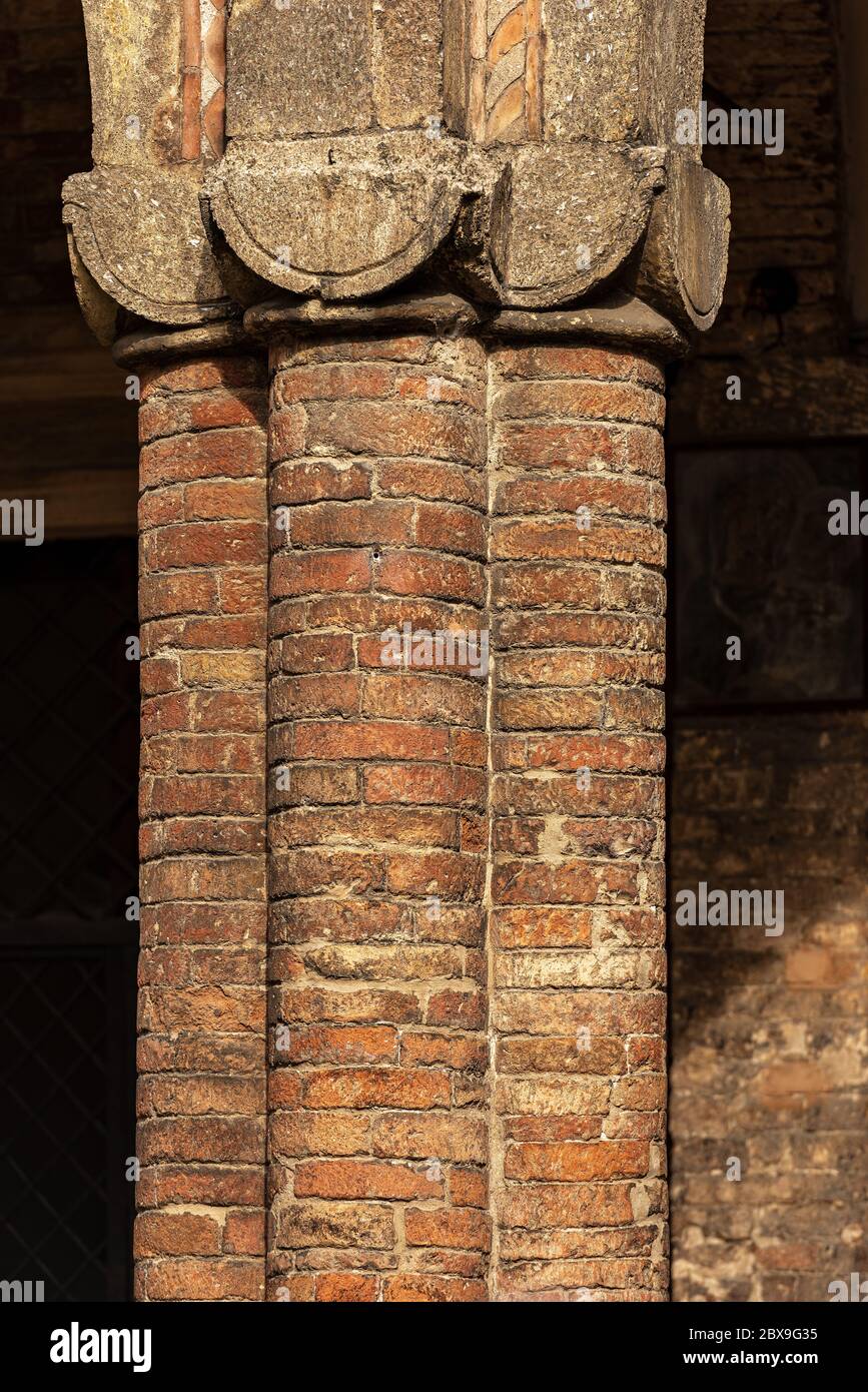 Ancient brick columns of the Basilica of Santo Stefano or the Seven ...