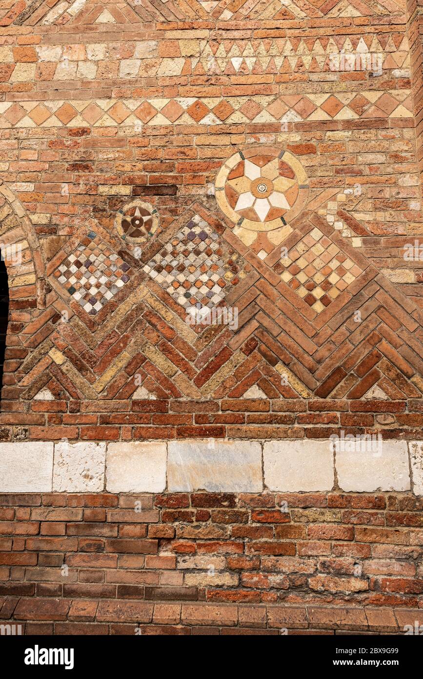 Ancient brick wall of the Basilica of Santo Stefano also called the ...