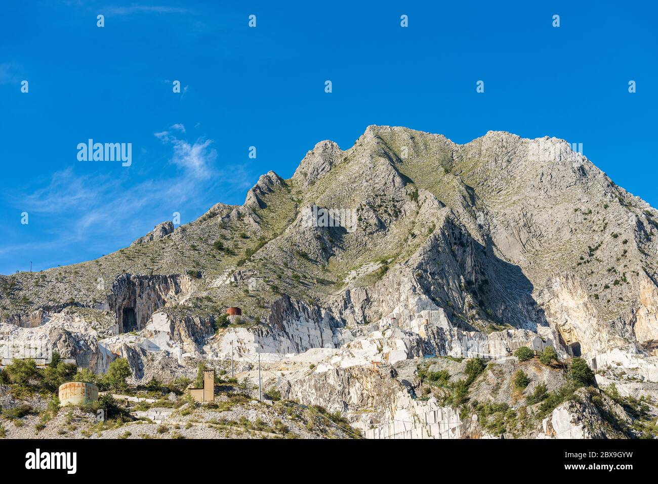 Famous quarries of white Carrara marble in the Apuan Alps, Tuscany ...