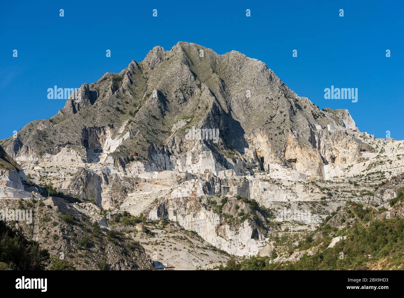 The famous quarries of white Carrara marble in the Apuan Alps, Tuscany ...
